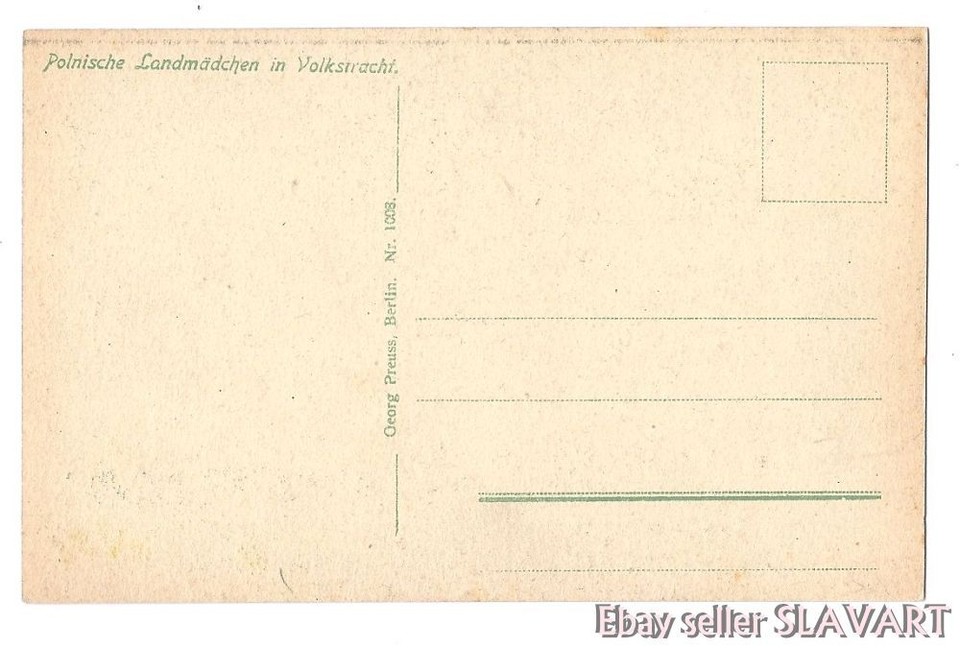 POSTCARD German Poland rural village peasant scene folk costume ethnic ...