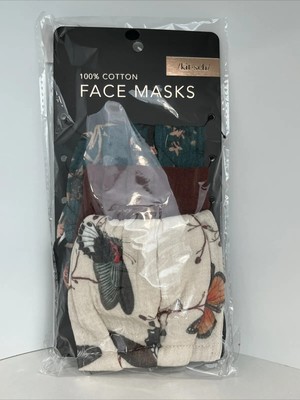 Kitsch 100% Cotton Face Masks 3 piece MASK set - Butterfly - NEW SEALED ...