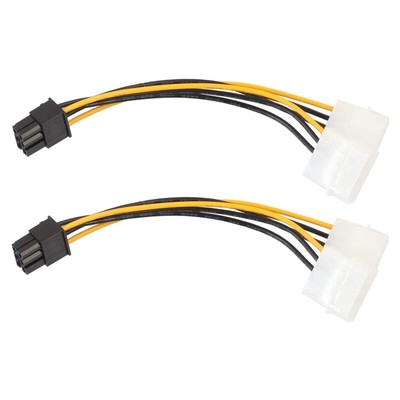 2PCS PCI-E 6-pin to Dual 4pin Power Splitter Cable Graphic Card (6-pin ...