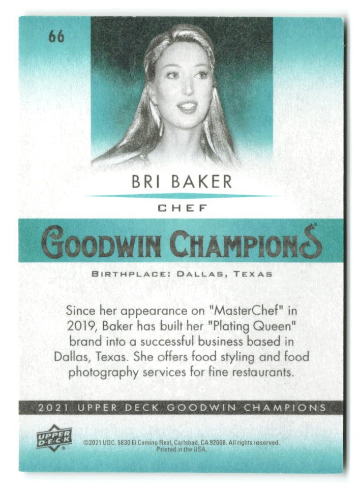 2021 Upper Deck Goodwin Champions Bri Baker #66 MULTISPORT Card | eBay