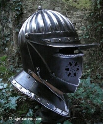 18GA Steel HMB Medieval Knight Blackened Close Helmet Medieval Armet ...
