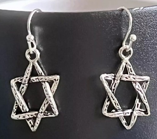 Etched Silver Star of David Dangle Earrings. Happy Hanukkah. | eBay