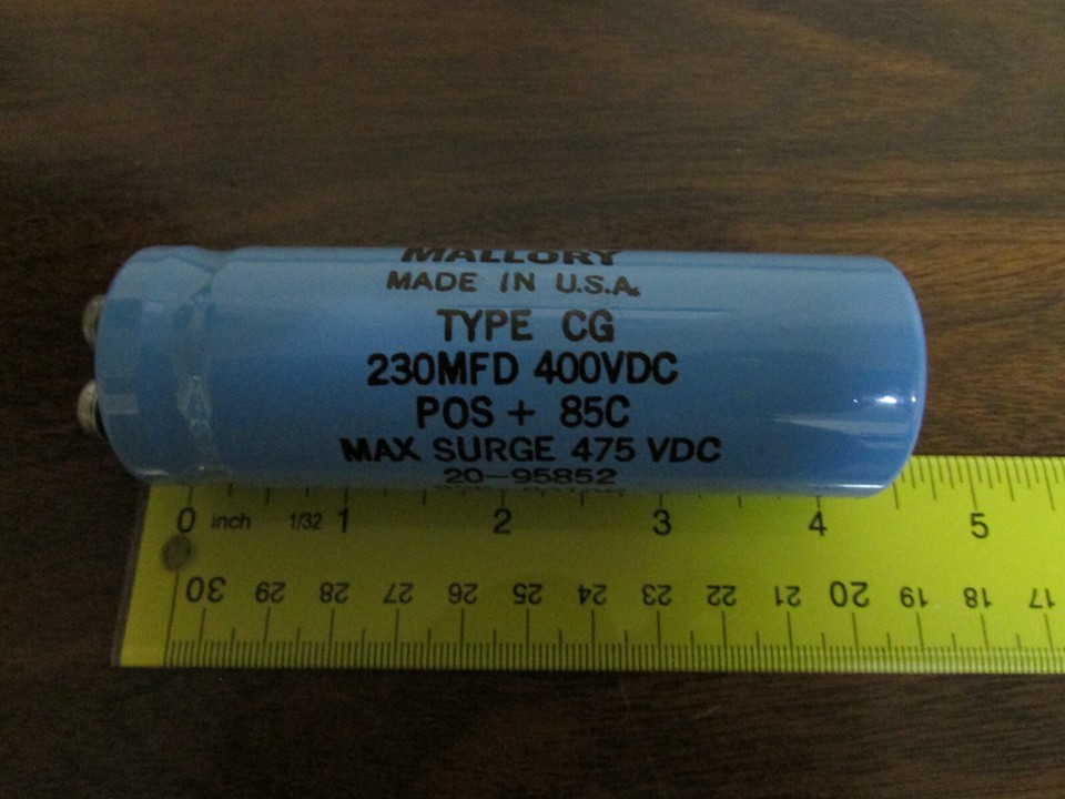 Mallory Capacitor Type CG 230MFD 400VDC Max Surge 475VDC Made In USA | eBay