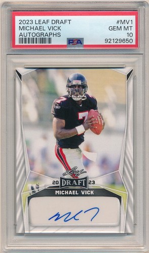 MICHAEL VICK 2023 LEAF DRAFT SIGNATURE AUTOGRAPH FALCONS AUTO PSA 10 ...