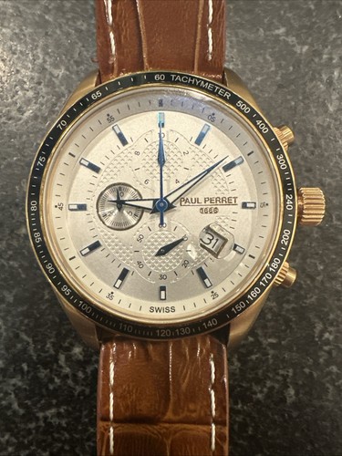 Paul Perret Esperto Men's Chronograph Watch White Dial Stainless Steel ...