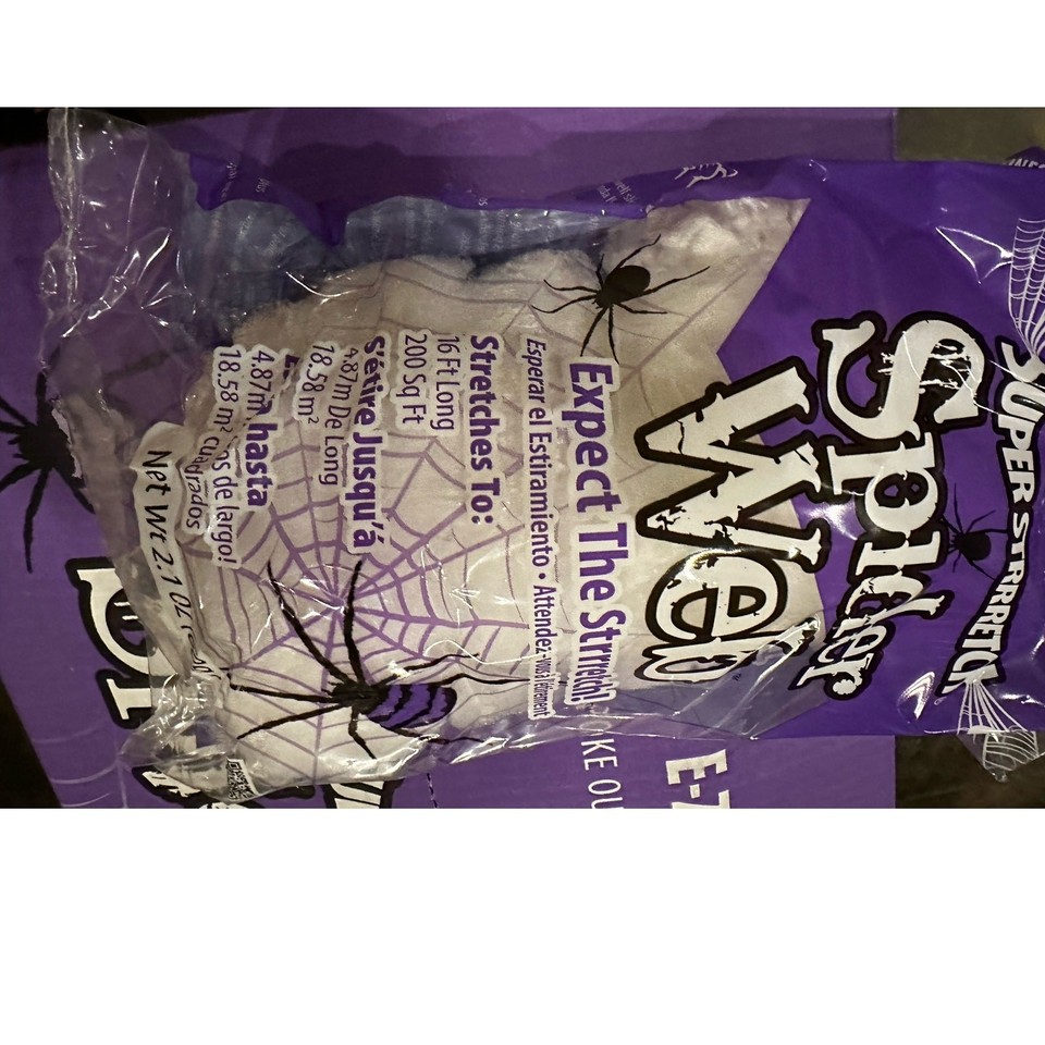 2pk. Fun world super stretch spider web each pack stretches to 16 Ft ...