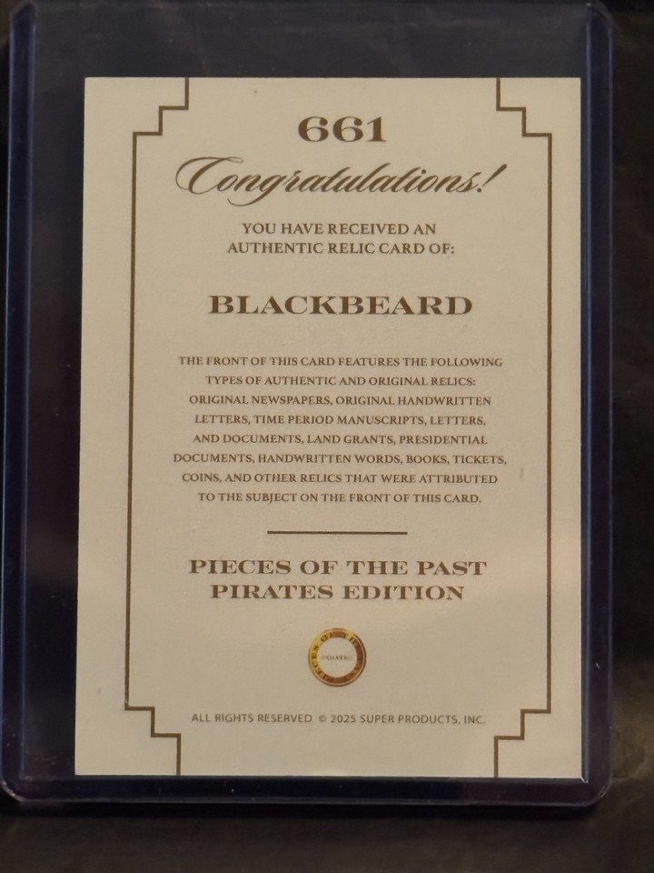 Pieces Of The Past Pirates Edition Blackbeard Jumbo Handwriting Relic ...