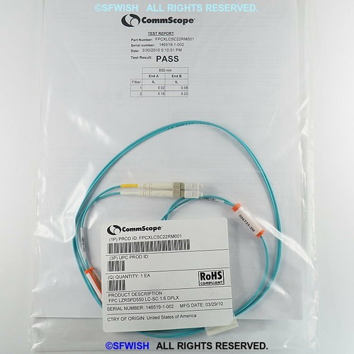 CommScope Lazrspeed Multimode LC to SC 2-Fiber Duplex Patch Cord 1.6mm ...