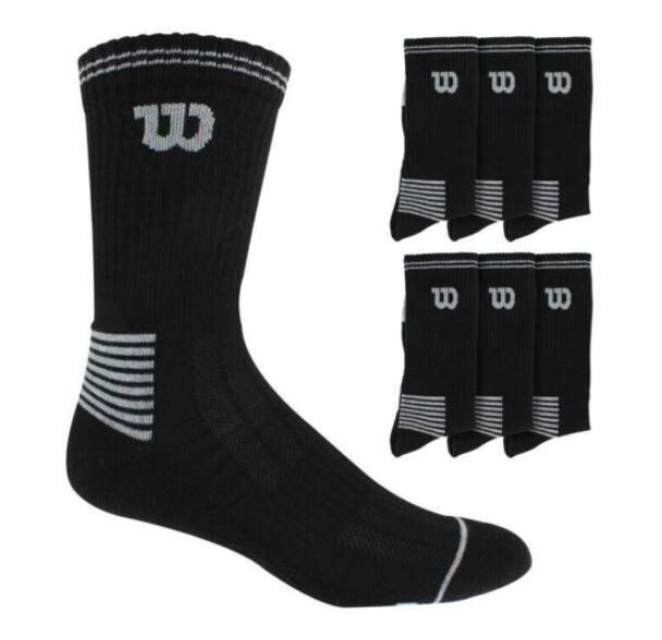 Wilson Sport Arch Support Black Crew Socks Men's XL Big & Tall Sock ...