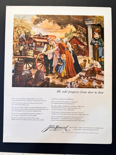 Vintage John Hancock Mutual Insurance Ad Great American Salesman 11" x ...