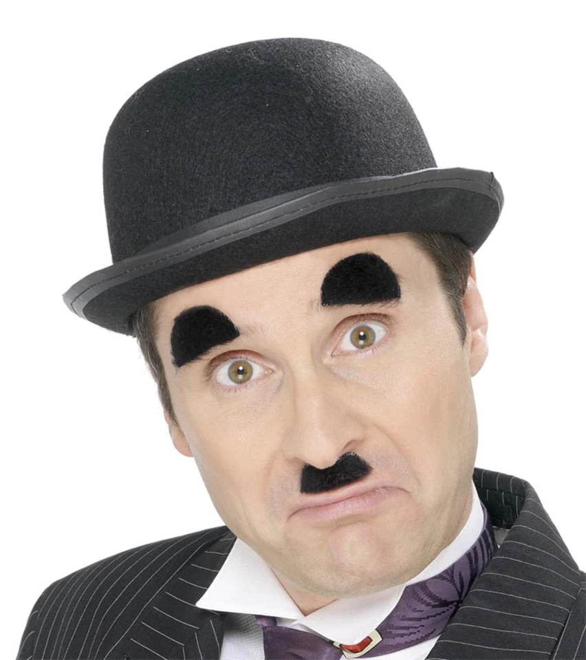 20s Black Charlie Chaplin Moustache + Eyebrow Set Mens Fancy Dress | eBay