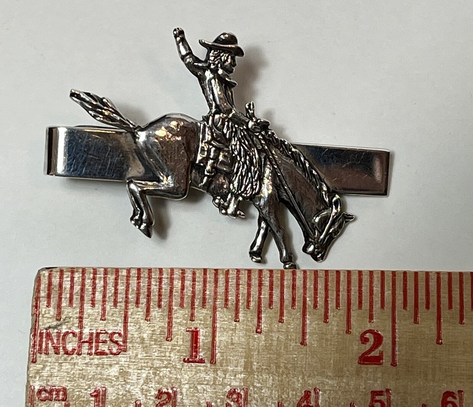 Vintage JEC Sterling Silver Tie Clip Bar Clip Rodeo Horse Cowboy ...