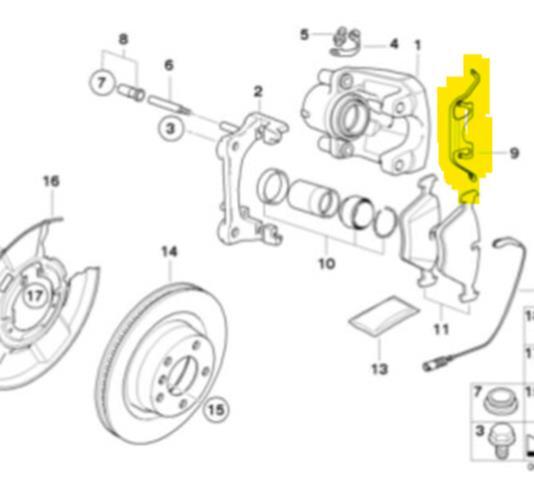 2 x BMW Rear Brake Caliper Brake Pads Anti Rattle Spring Clip ...