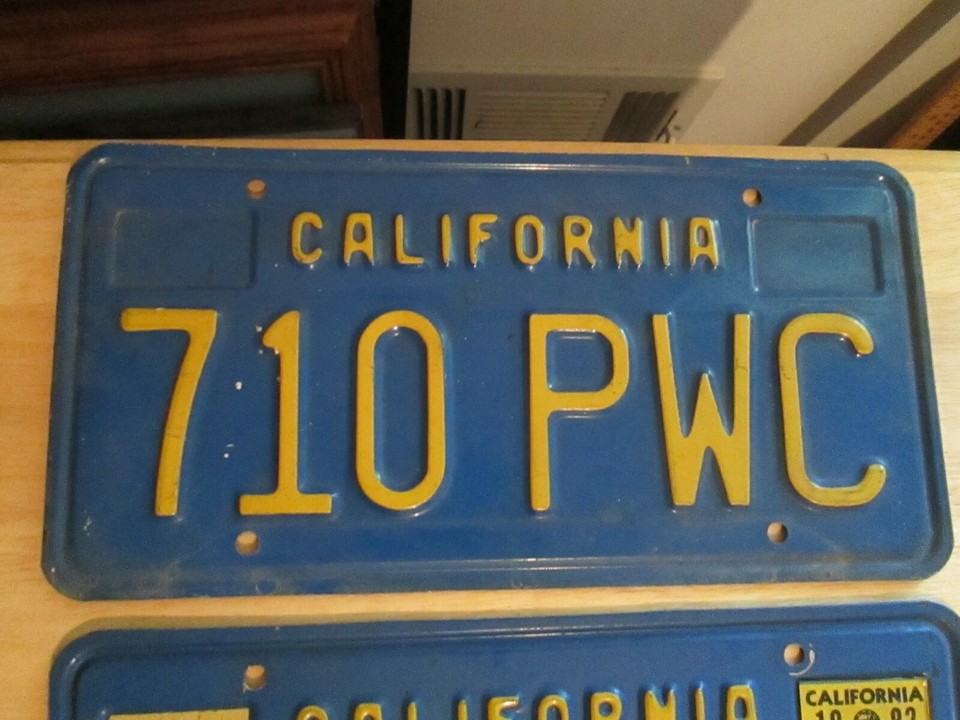 Collectible Vintage California Blue Plate License Plates 710 PWC Front ...