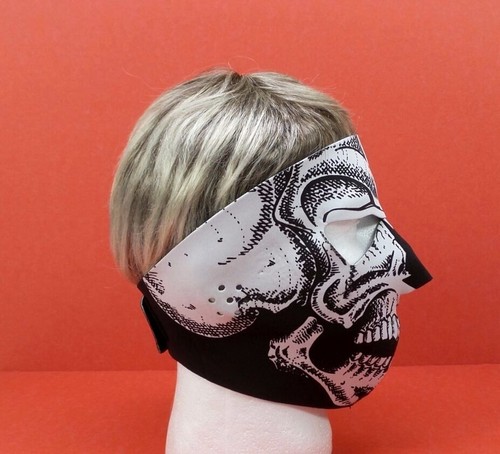 Neoprene Full Face Mask White Skull Reversible Adjustable Skulskinz ...