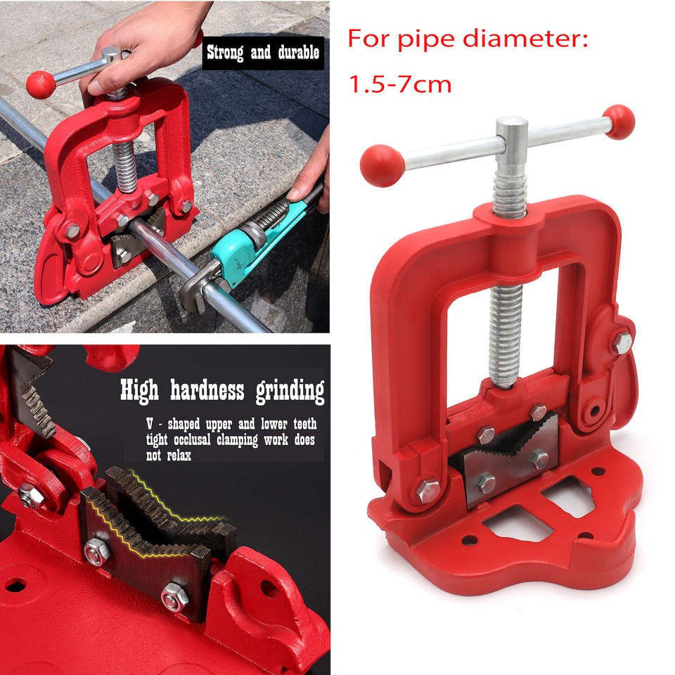 Bench Pipe Vise Yoke Hinged Clamp on Type Pipe Threader Plumbing For 1. ...