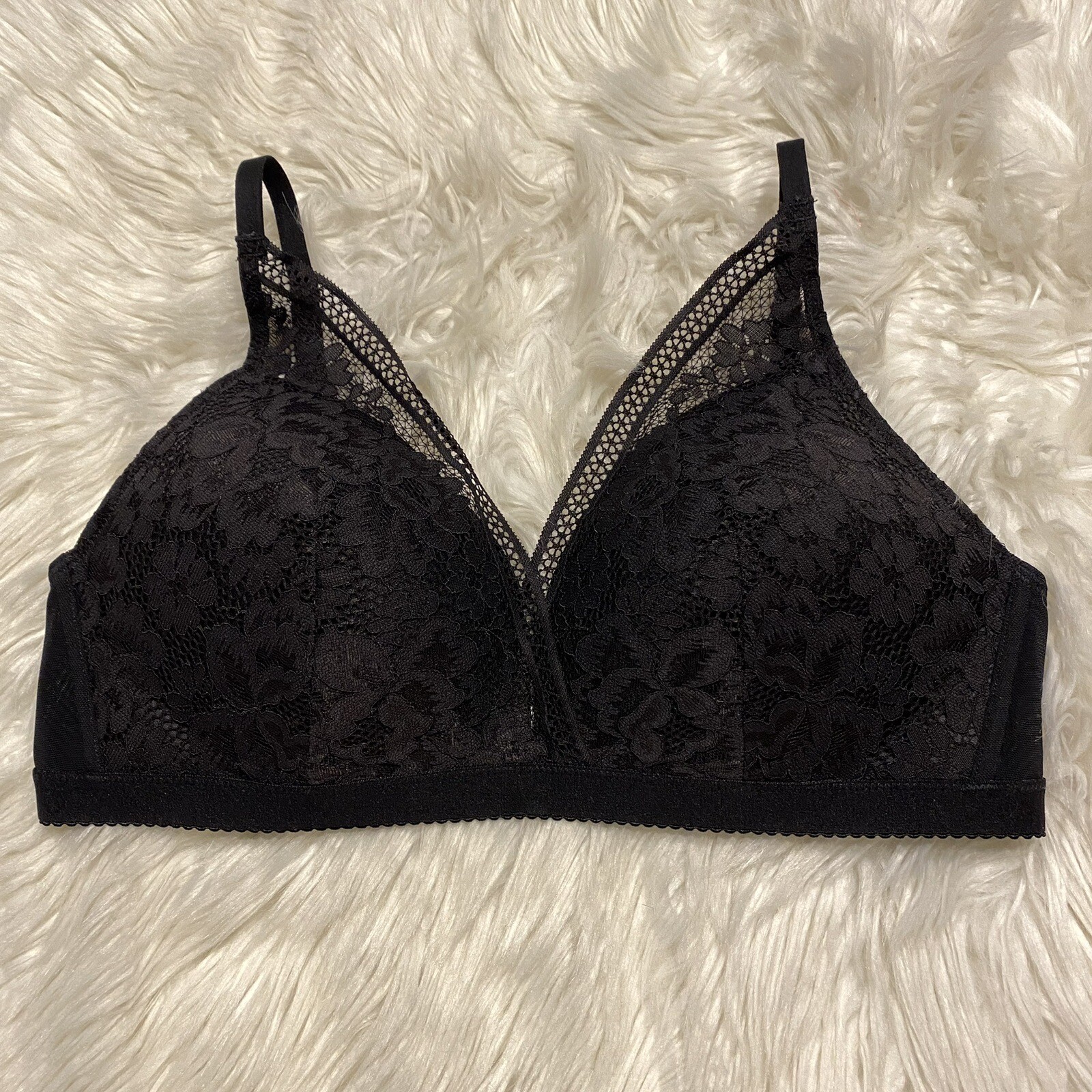 Knix Large Bralette Black Lace Deep V Plunge Wireless… - Gem