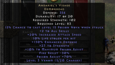 D2R: Diablo 2 Resurrected - 10%LL Andariel Visage Helm - PC - SC NL | eBay