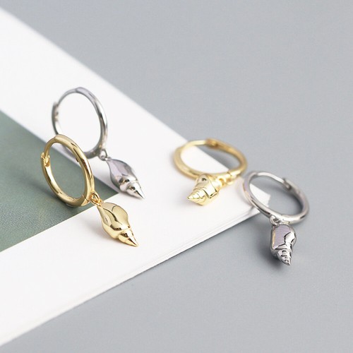 925 Sterling Silver Conch Shells Huggie Hoop Dangle Drop Earrings | eBay