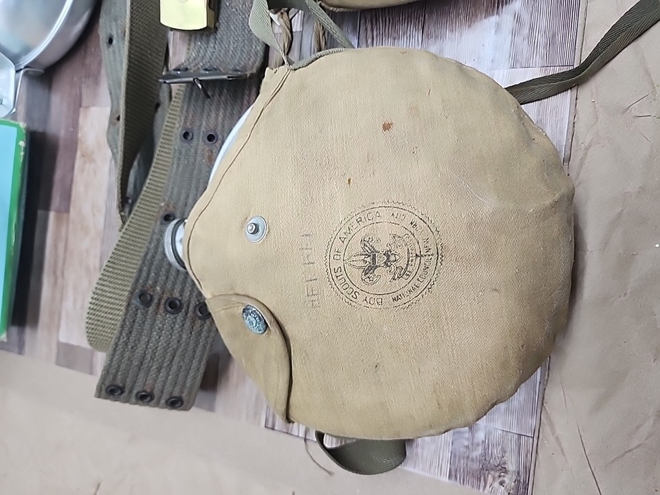 LOT VINTAGE 1950s Boy Scouts Camping 2 Mess Kits 2 CANTEENS BSA Belt Backpack + | eBay