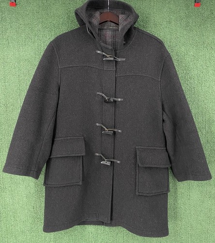 VTG 80’s Burberry’s Wool Blend Dark Grey Nova Check Toggle Duffle Coat ...