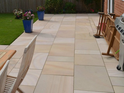 Rippon Buff Indian Sandstone Smooth Paving Patio Slabs |600x900x20mm ...