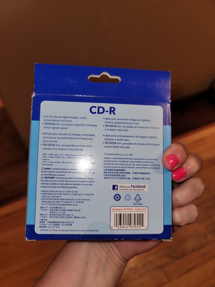 New CD-R Recordable Disc 700Mb 52X Silver 10 Pack Verbatim | eBay