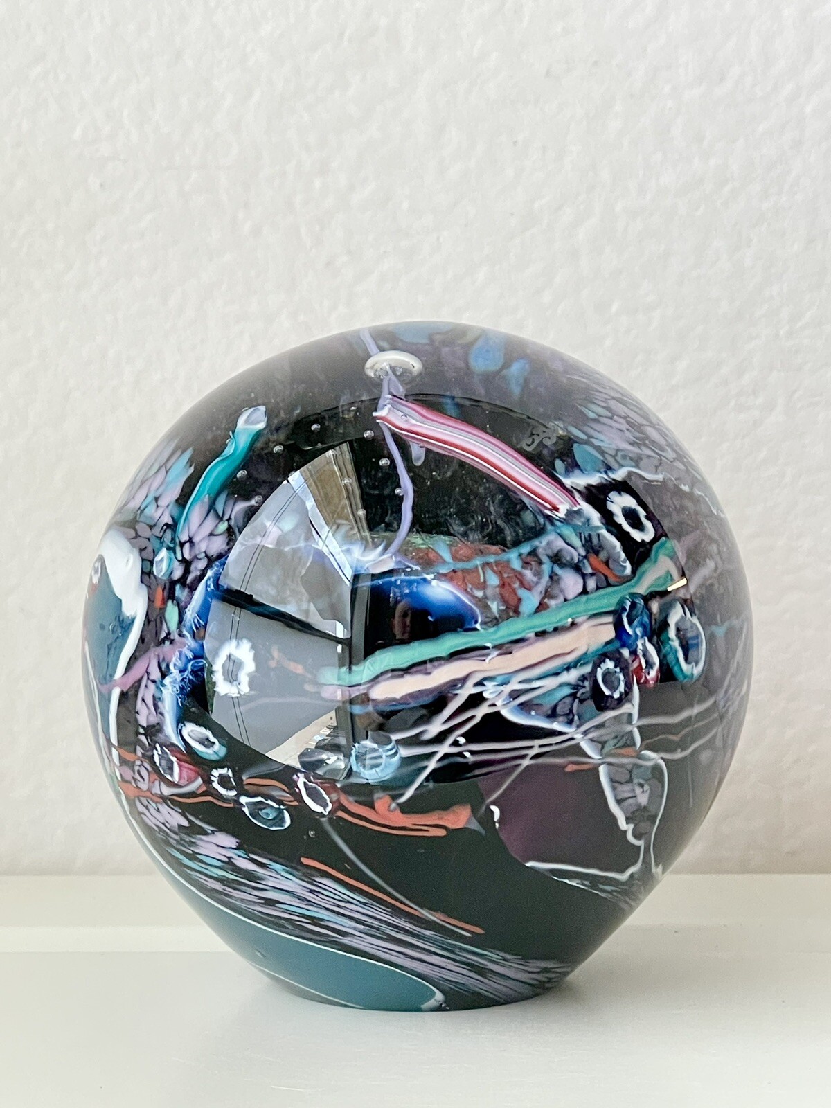 Vtg '93 Peter Patterson Handblown Glass Purple Paperweight Art Glass ...