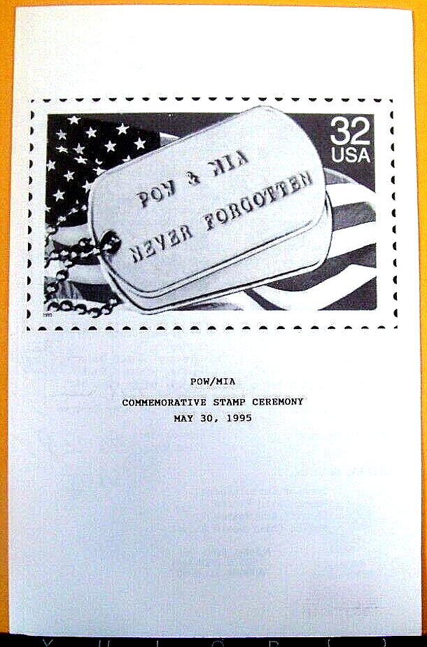 POW * MIA STAMP 2nd DAY OF ISSUE SIGNED CEREMONY PROGRAM MAY 30, 1995 ...