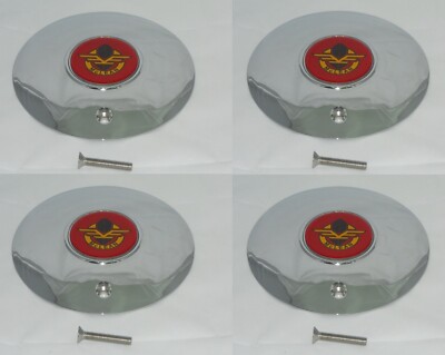 SET OF 4 - RARE McLEAN 98-1262 WHEEL RIM CHROME CENTER CAP 7-3/8" SCREW ...