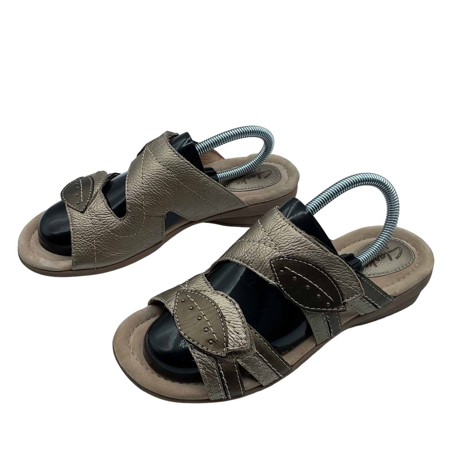 Clarks Metallic Gold & Bronze Leaves SANDALS 7M Leath… - Gem