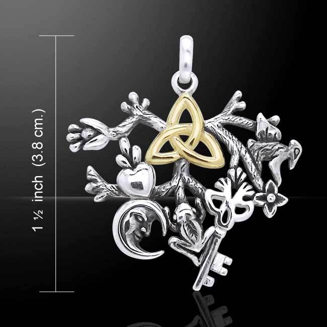 Cimaruta 925 Sterling Silver Folk Charm Pendant Italian Gold Accent ...