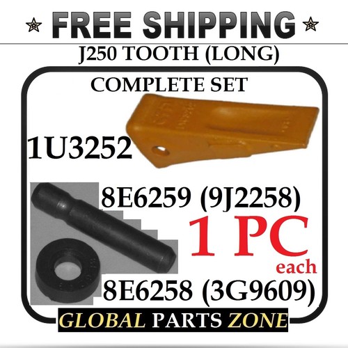 ONE SET J250 TOOTH (LONG) for Caterpillar 1U3252 8E6258 9J2258 8E6259 ...