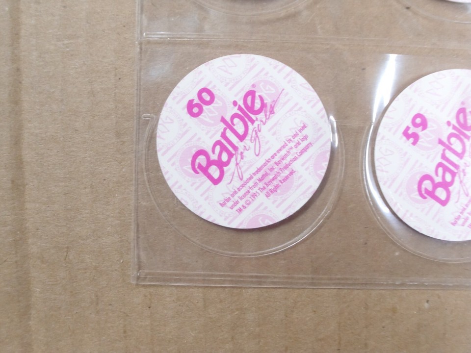 POGS/MILKCAPS "BARBIE" POG/MATTEL 1995 COMPLETE SET OF (60) POGS & (12 ...