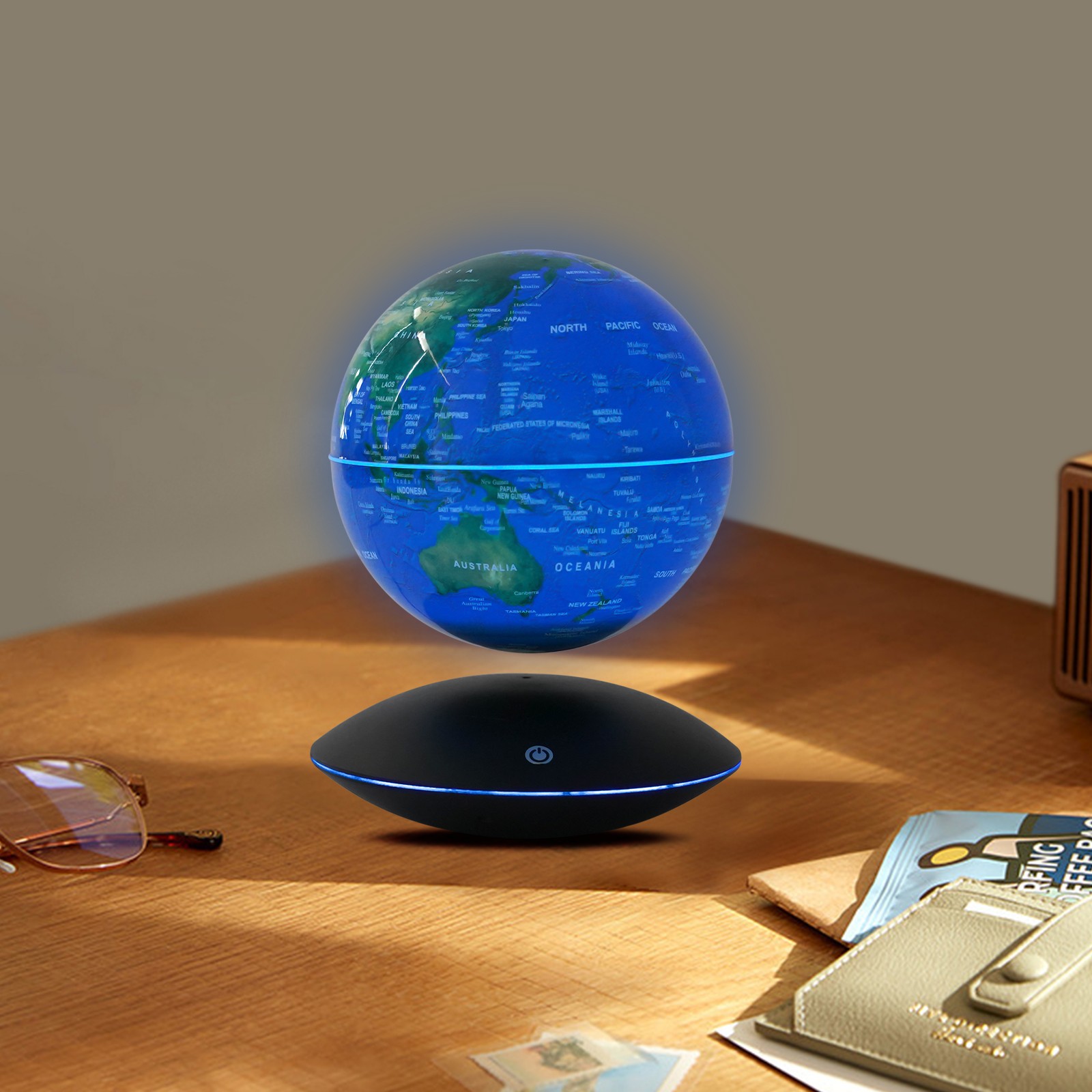 LED Globe Magnetic Levitation Floating Globe Light World Map Rotating ...