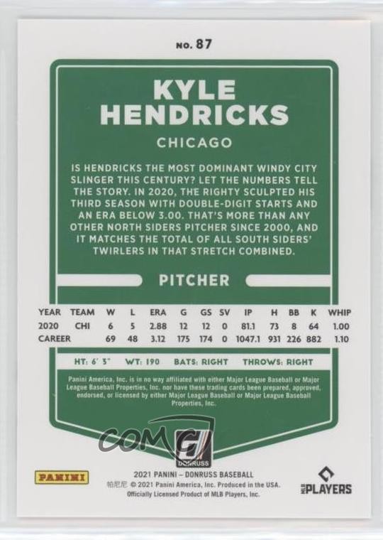 2021 Panini Donruss Kyle Hendricks #87 | eBay