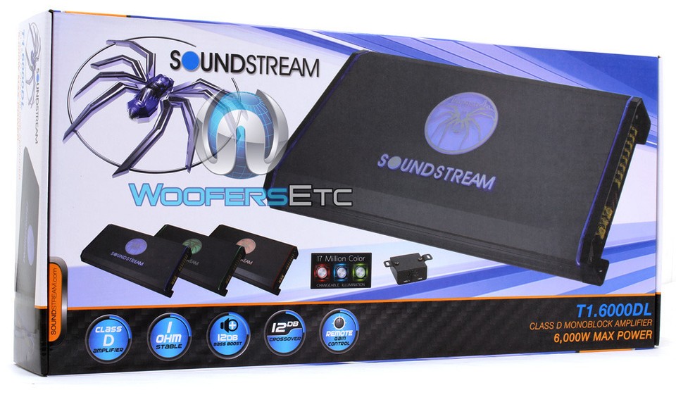 SOUNDSTREAM T1.6000DL AMP BASS 6000W SUBWOOFERS SPEAKERS TARANTULA ...