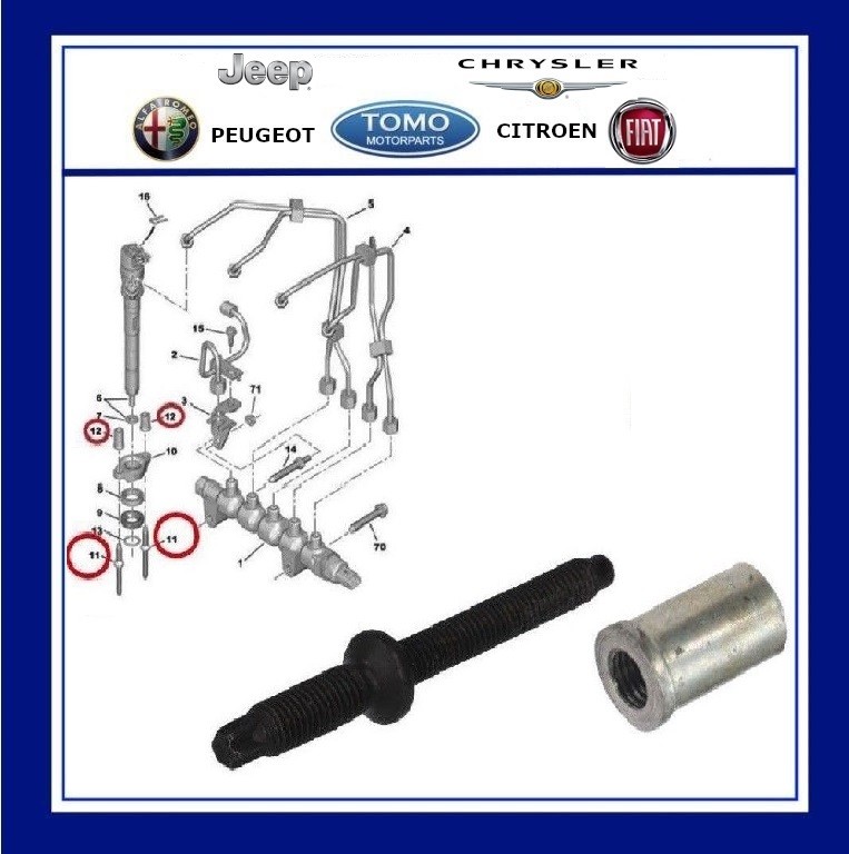 CITROEN C2 C3 C4 C5 C8 SYNERGIE 1.6 HDI DV6 INJECTOR STUD AND NUT ...