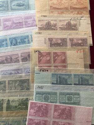 50 DIFFERENT Mint U.S. Plate Blocks, 50-100 Year's Old MNH US Stamps ...