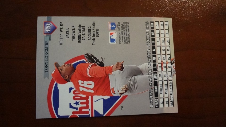 1995 DONRUSS #420 TONY LONGMIRE BASEBALL CARD | eBay