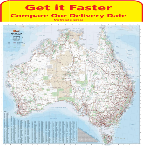 Australia Wall Map Laminated 1000mm x 875mm by Hema Road Maps ...
