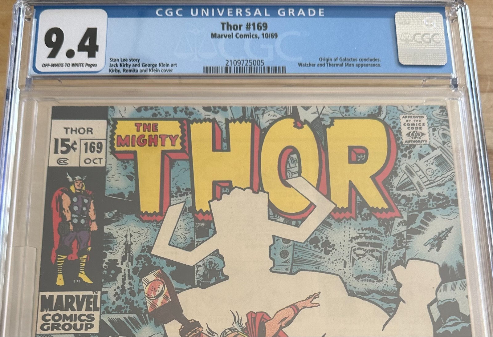THOR #169 CGC 9.40 OW/WHITE PAGES*******ORIGIN OF GALACTUS CONCLUDES****** | eBay