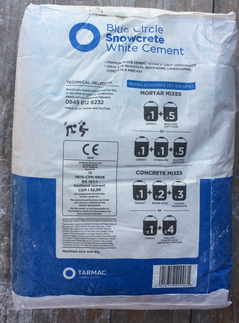 25kg Hanson/blue Circle White Cement Snowcrete High Performance X 5 ...