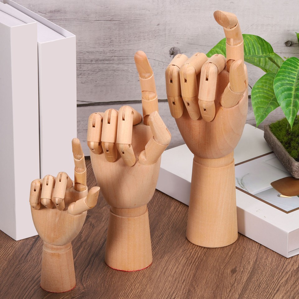 12" Wooden Hand Model, Artist Mannequin Left Hand Model Flexible ...