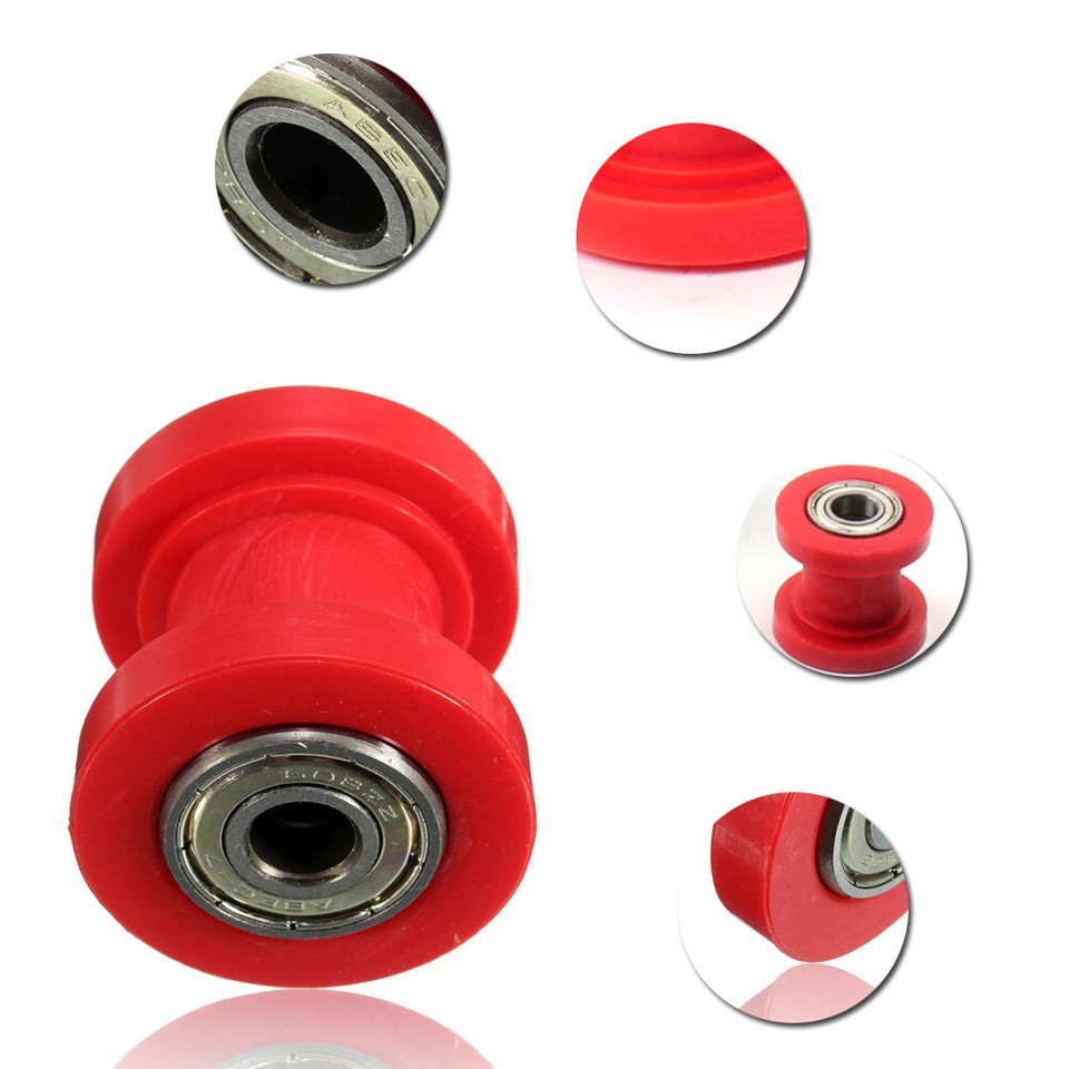 Motorcycle 8mm Red Bike Chain Roller Slider Tensioner Guide Pulley Dirt ...