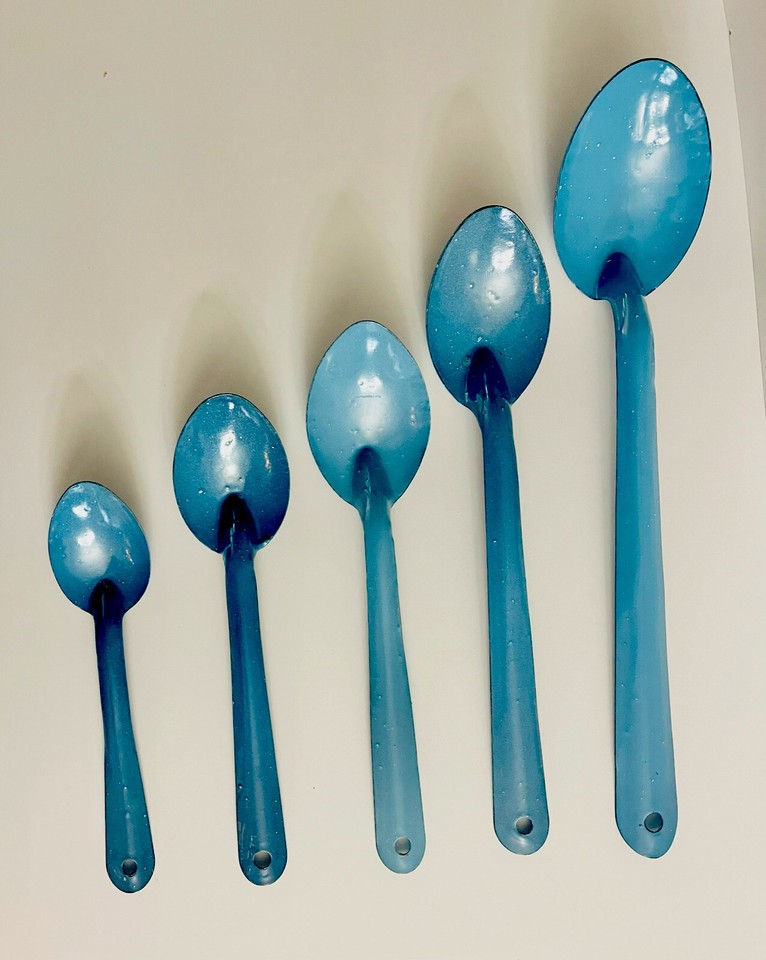 5 Pewter Soup Spoons Handle Serving Utensil Cooking 5 Cucharas ...