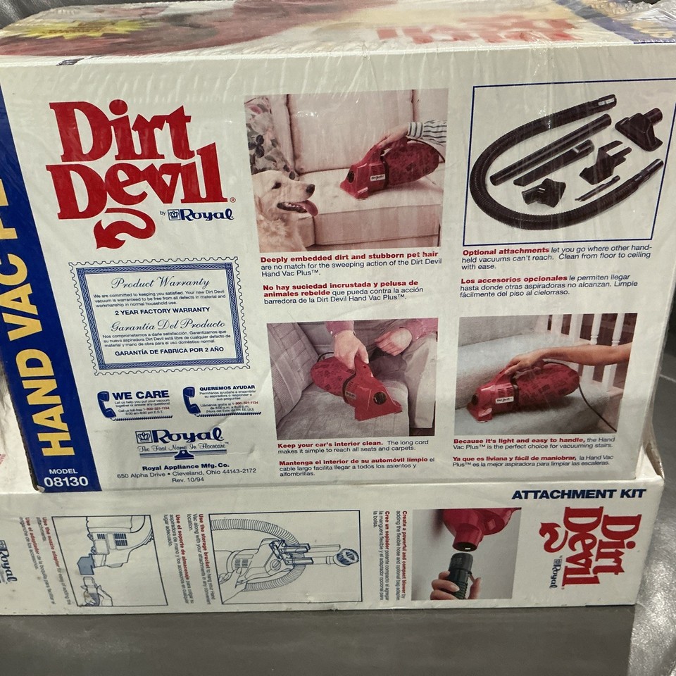 Vtg Dirt Devil Plus Hand Vac Model 08130 Handheld Vacuum New In Box NOS ...