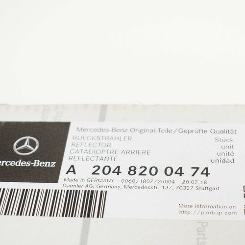 MERCEDES-BENZ GLK-CLASS X204 REAR RIGHT BUMPER REFLECTOR A2048200474 NO ...