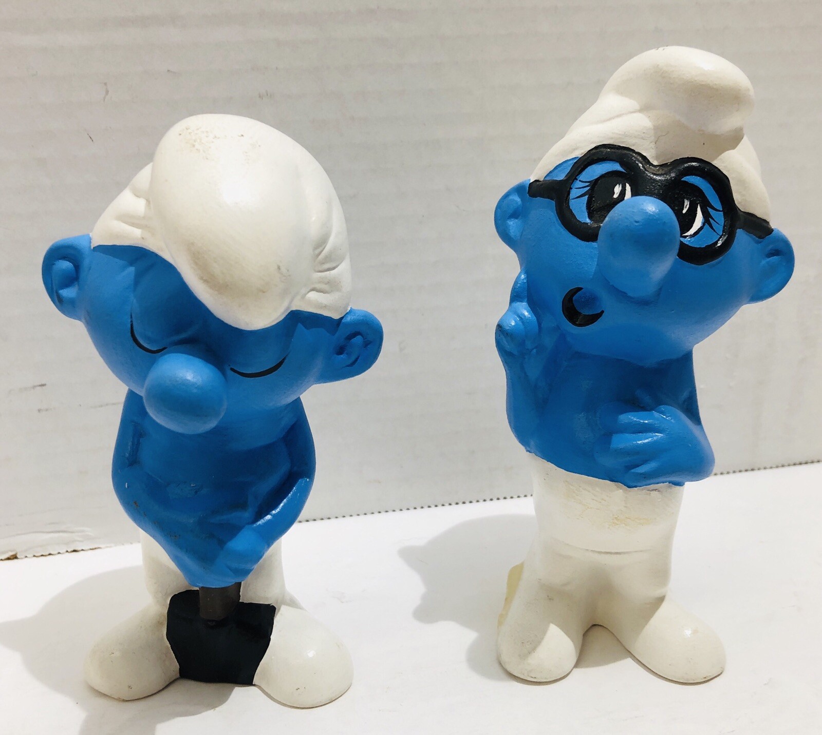 Vintage SMURFS 5” Ceramic Figures Lot Of 2 Brainy Smurf & Digger Smurf ...