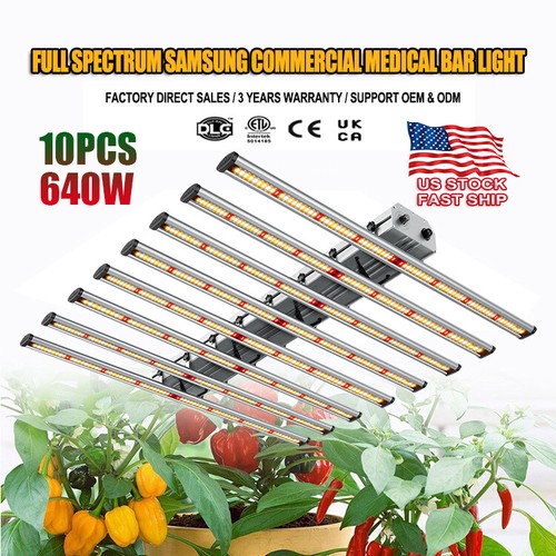 10PCS 640W 8Bar Full Spectrum Samsung LED Grow Light Hydroponics Kits ...